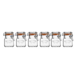 Kilner Glass Clip Top Spice Jar Set – 6 × 70ml with Wooden Crate