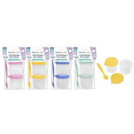 Baby Food Storage Pots with Spoon BPA Free Pack of 2