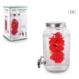 3.5L Glass Beverage Dispenser with Infuser & Tap – Ideal for Summer Drinks