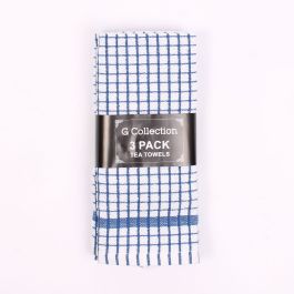 Check Tea Towels 3-Pack | Premium Cotton Kitchen Towels in Blue