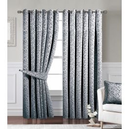 Eden Eyelet Readymade Curtains Pewter 66x72 – Modern Pewter Ring Top ...