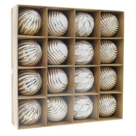 16pk Fancy Gold Christmas Baubles 6cm – Elegant Tree Decorations