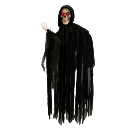 Grim Reaper Halloween Decoration with Red LED Eyes & Crooked Teeth ...
