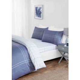Hudson Complete Blue Check Duvet Cover Set - Ireland