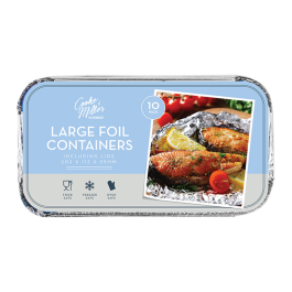 10 Pack Large Foil Containers & Lids