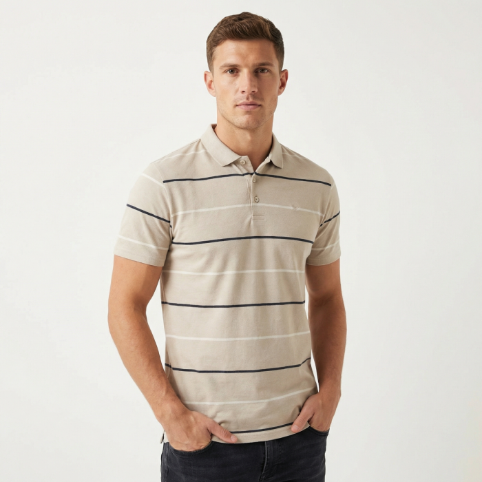 Men’s Polo Shirt Silverlining | Classic Striped Polo for Smart Casual Style